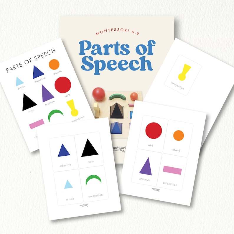 Parts of Speech Flash Cards | Montessori Grammar Symbols | Elementary ...
