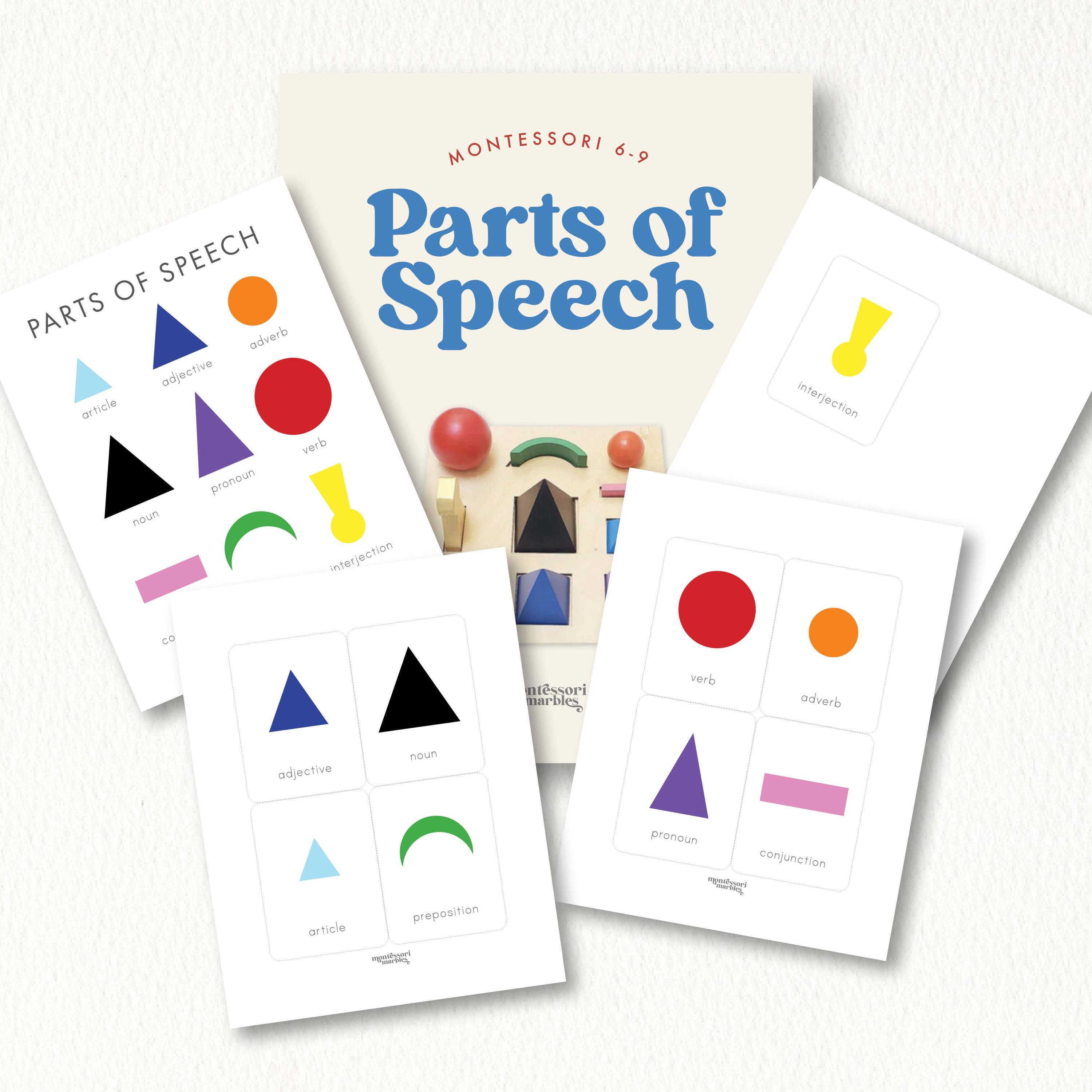 Parts of Speech Flash Cards | Montessori Grammar Symbols | Elementary ...
