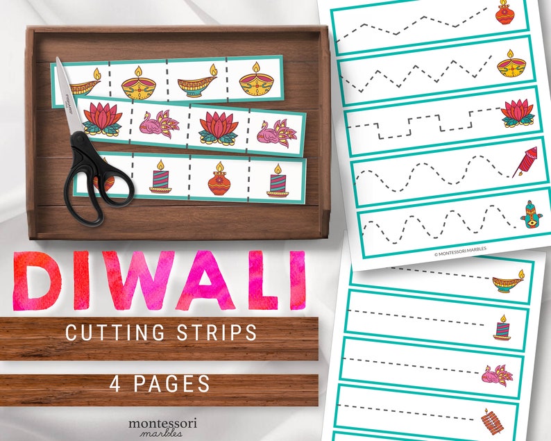 DIWALI Cutting Strips Montessori Inspired Printable Fine Motor Skills ...