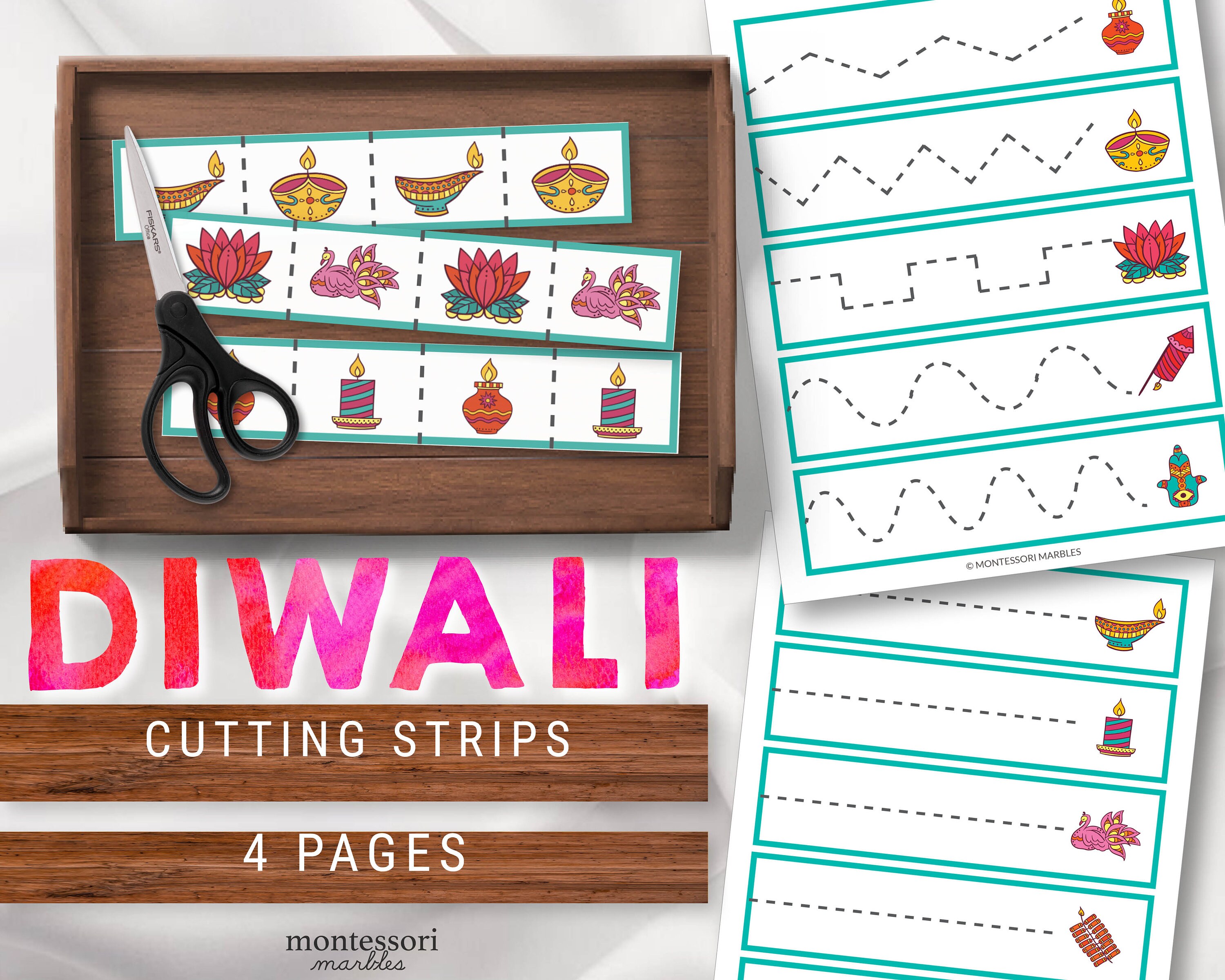 DIWALI Cutting Strips Montessori Inspired Printable Fine Motor Skills ...