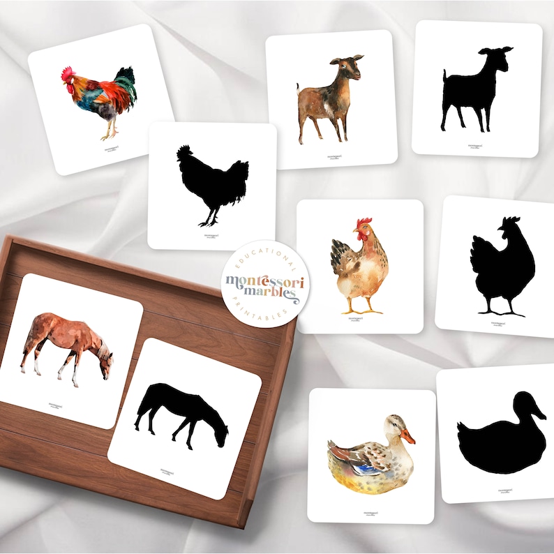 Farm Animals Shadow Matching Game | Montessori Visual Skills ...