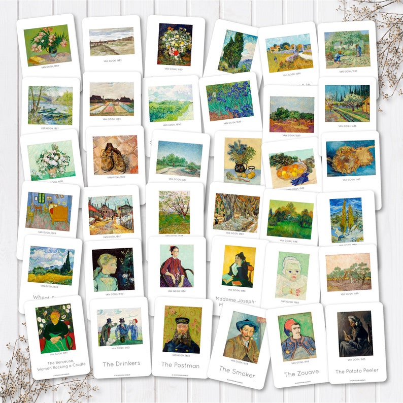 Vincent Van Gogh Flash Cards Famous Artists Famous | Etsy