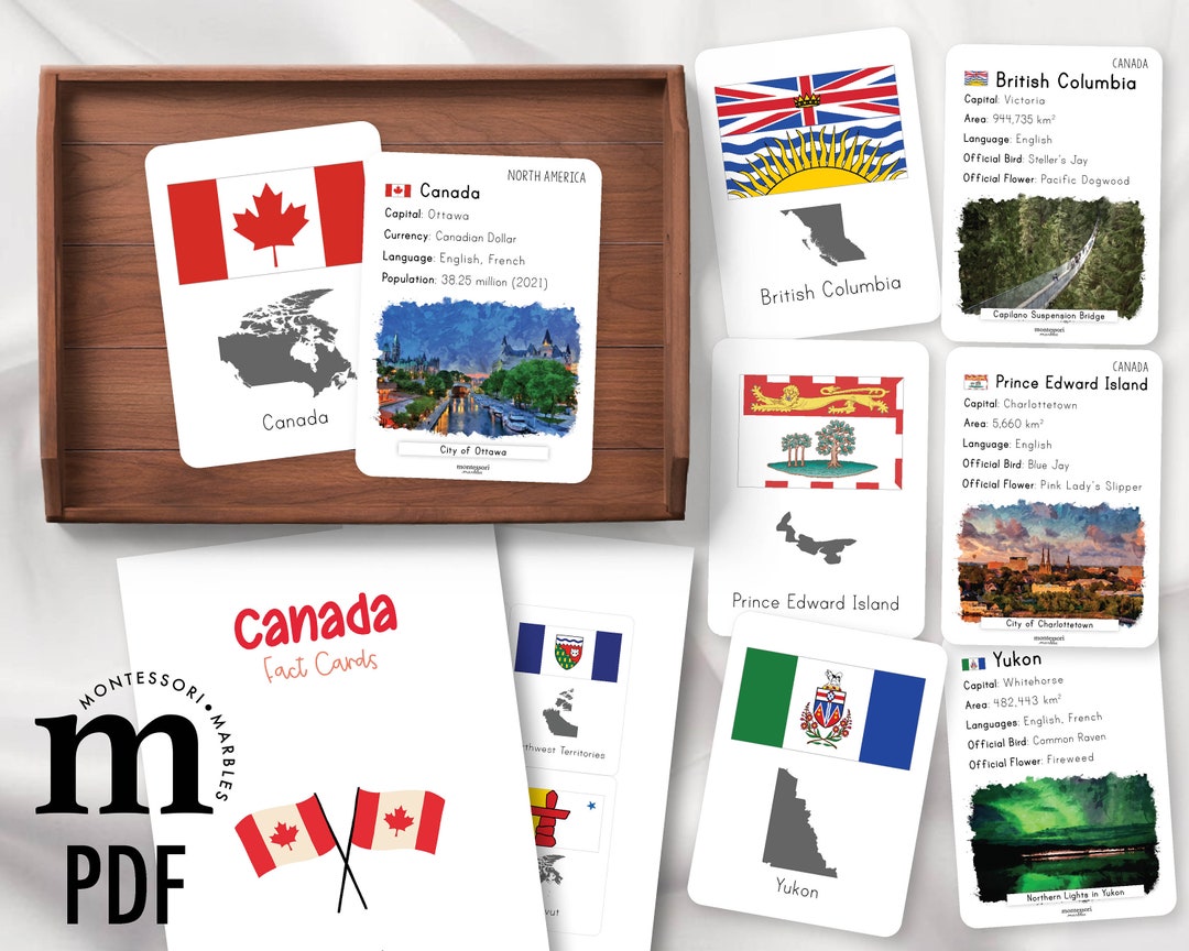 CANADA Fact Cards Montessori Inspired Printable Learn Name - Etsy