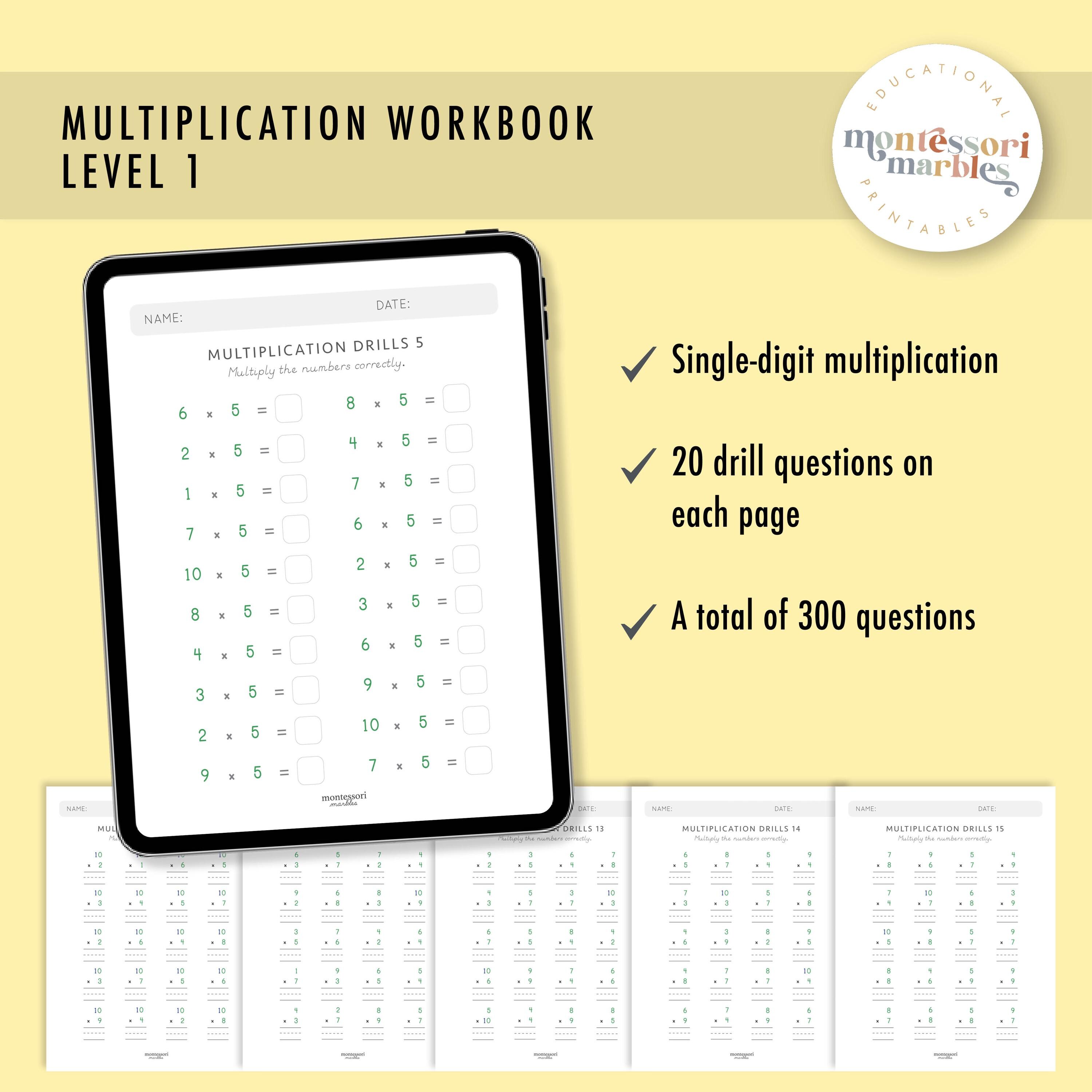 Math Multiplication Level 1 Workbook | Montessori Mathematics ...