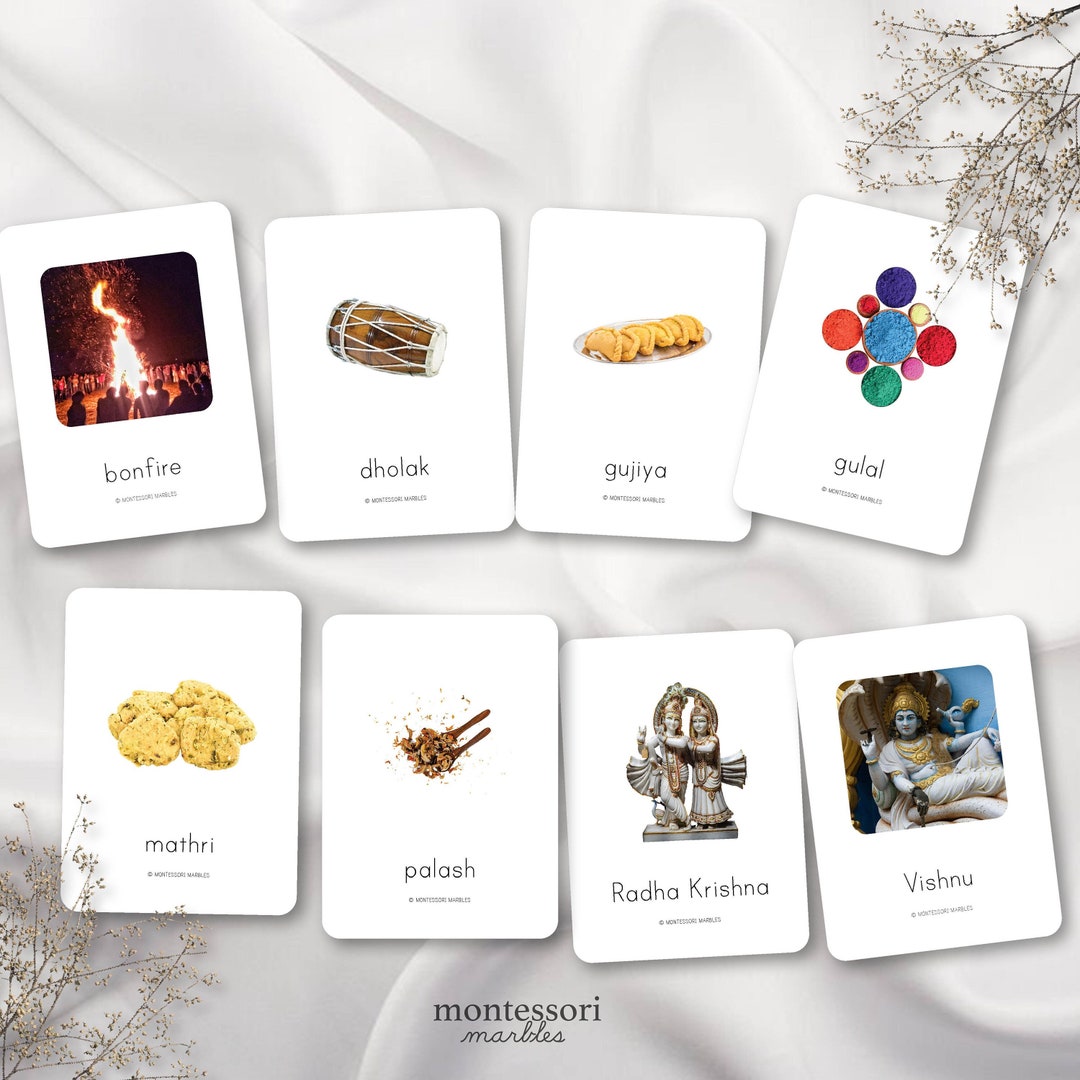 HOLI FESTIVAL Flash Cards Montessori Inspired Printable - Etsy