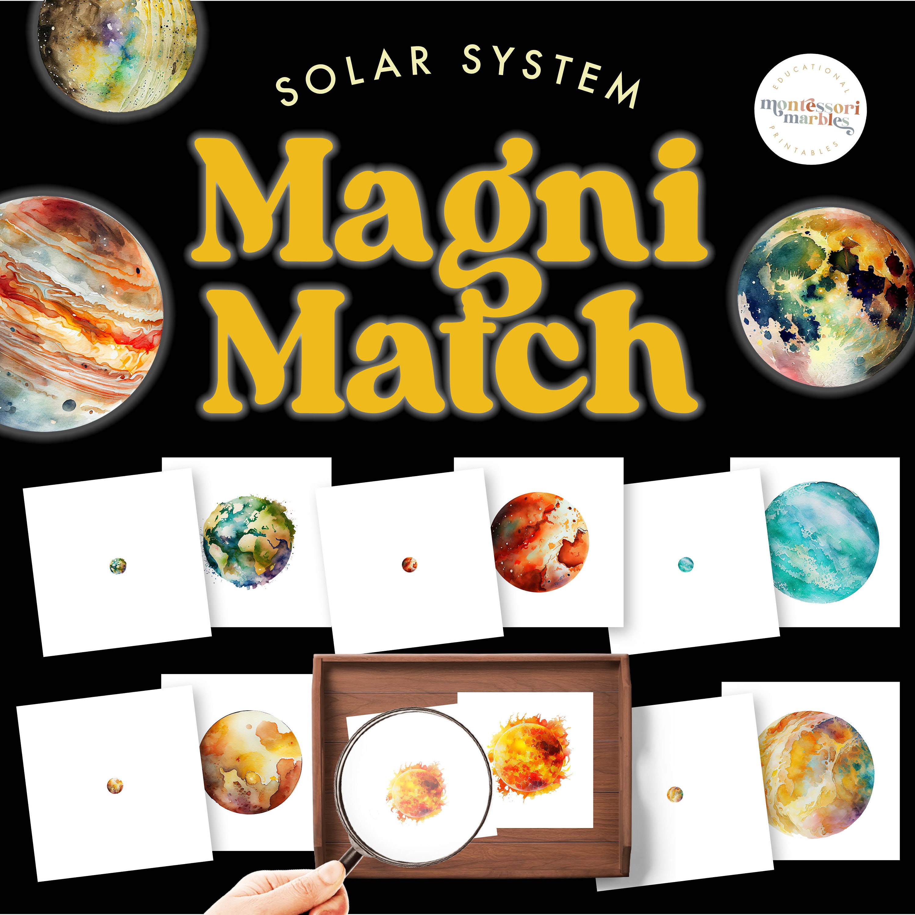 SOLAR SYSTEM PLANETS Magni-match Magnifying Matching Game Montessori at ...