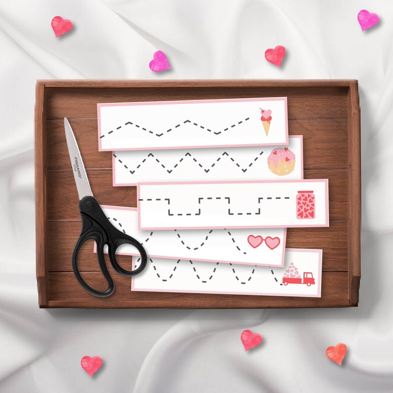 Valentine's Day Cutting Strips PDF | Scissor Practice Ages 2-5 | Fine ...