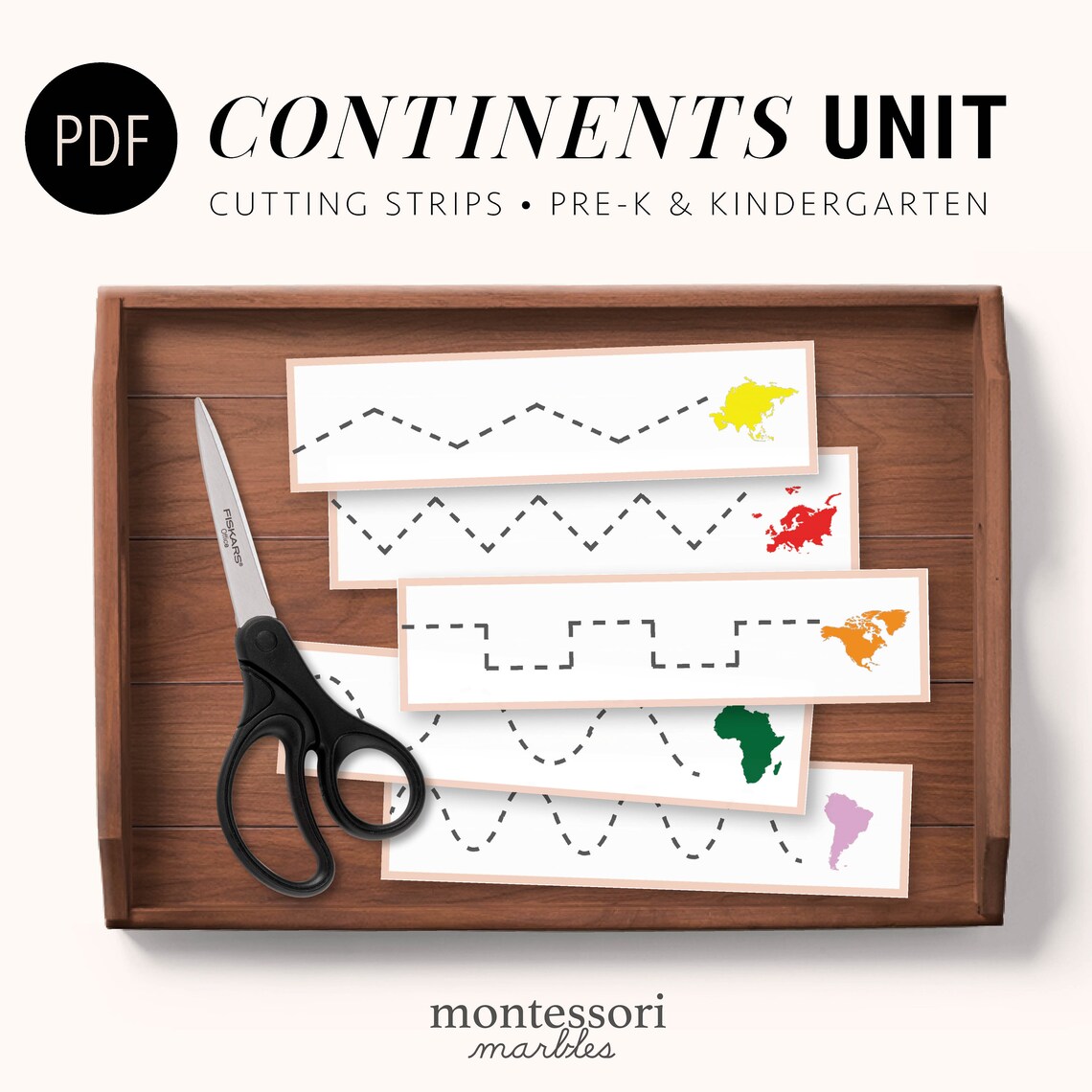 SEVEN CONTINENTS Cutting Strips for Montessori Toddler PreK | Etsy