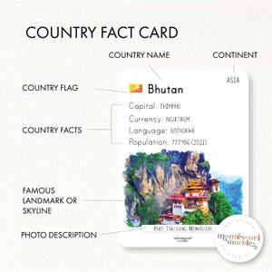 ASIA Fact Cards With Watercolor Painting of Landmarks | Montessori ...