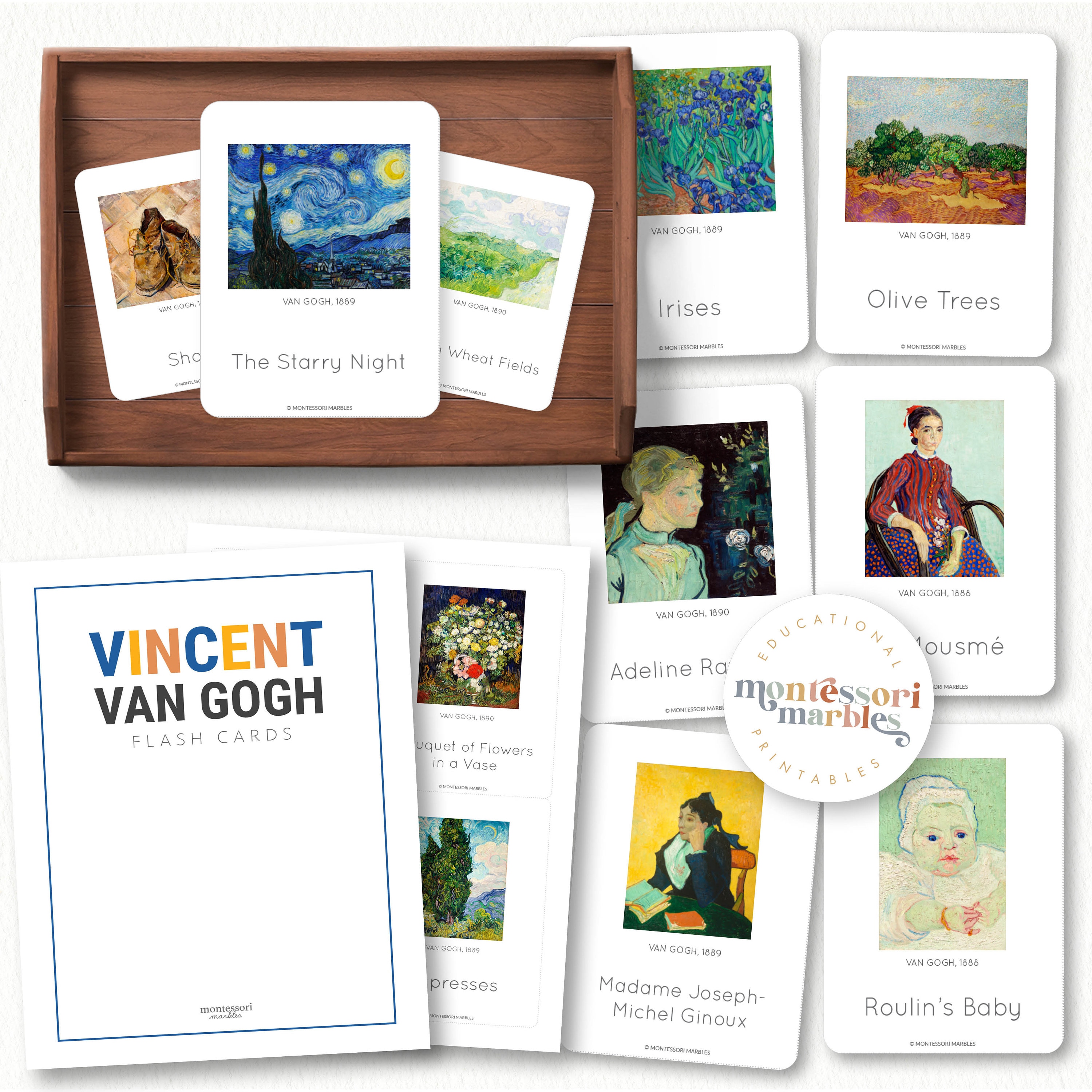Vincent Van Gogh Flash Cards PDF | 38 Famous Paintings Ages 3-8 ...