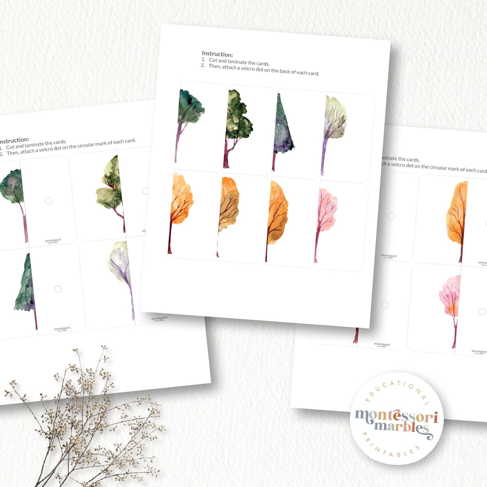 Tree Symmetry Puzzles Printable | Montessori Two-piece Matching ...