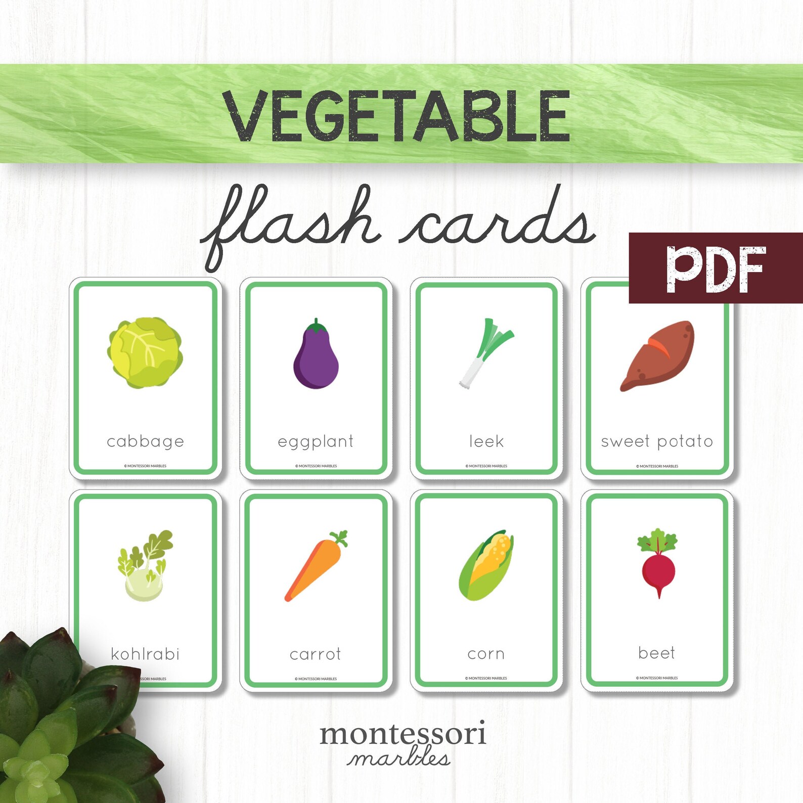 VEGETABLE Flash Cards Montessori Resources Preschool Prek | Etsy