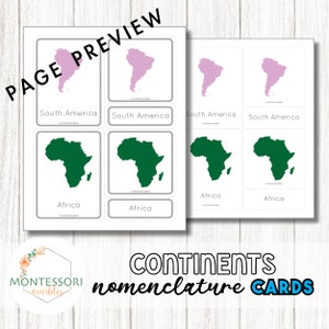 SEVEN CONTINENTS Nomenclature Cards Montessori Learning | Etsy