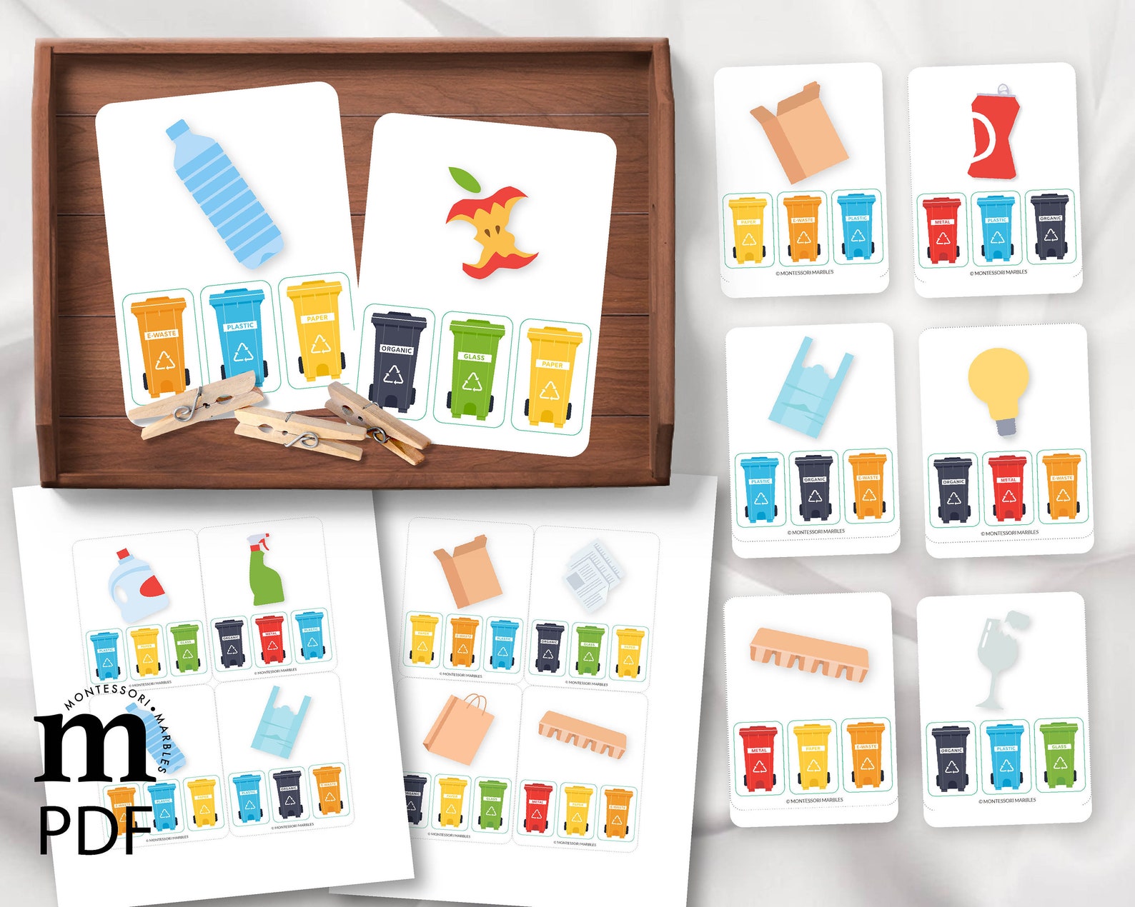 EARTH DAY Recycling Bins and Waste Management Matching - Etsy