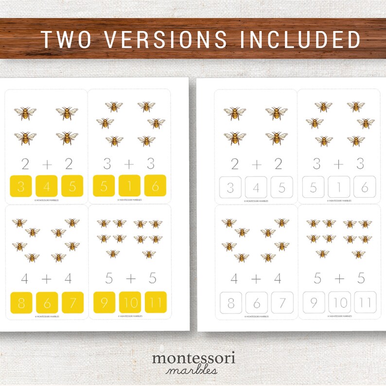 BEE UNIT Addition Clip Cards Simple Addition for - Etsy