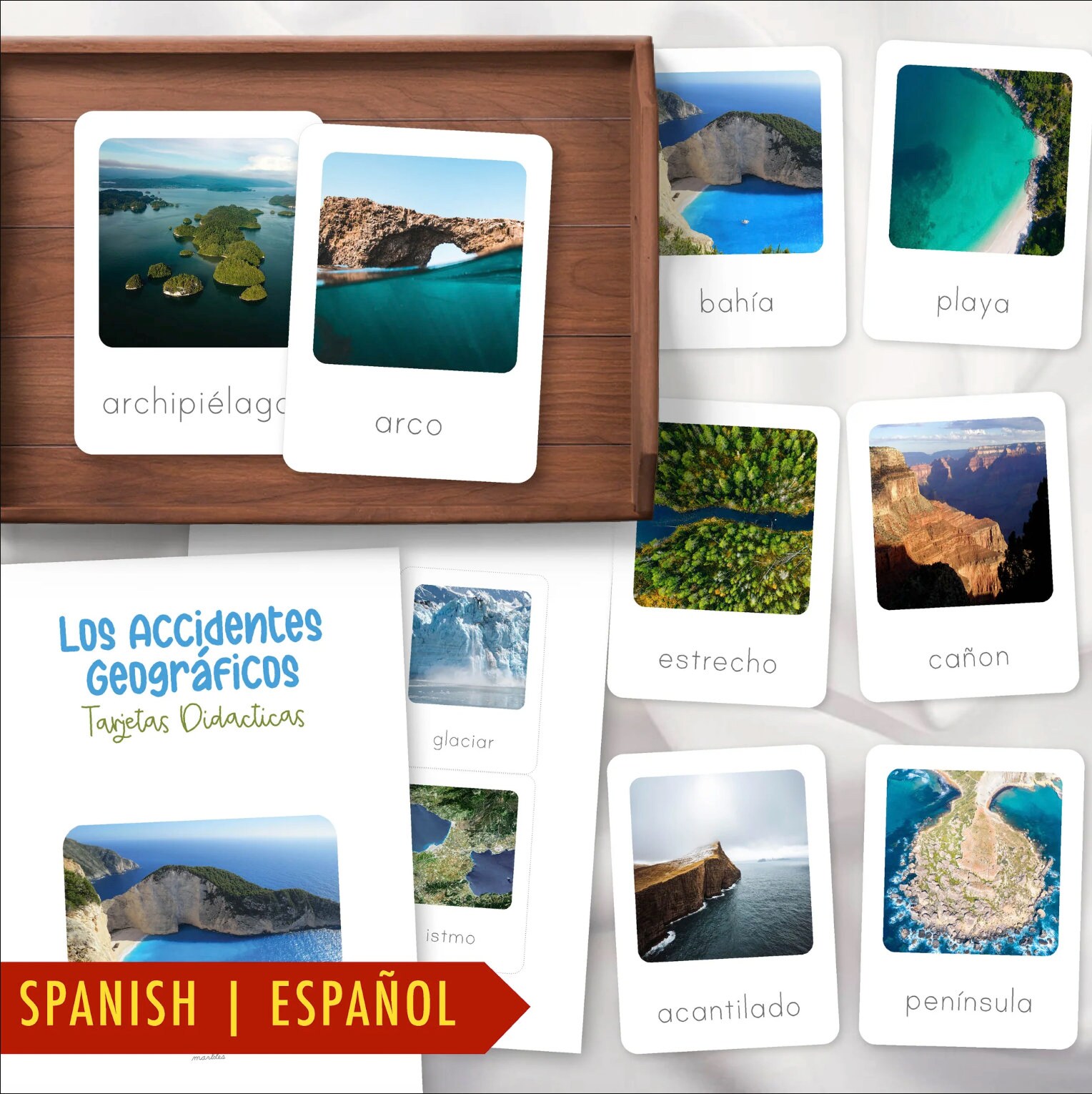 LANDFORMS Spanish Flash Cards Montessori Inspired Cards - Etsy