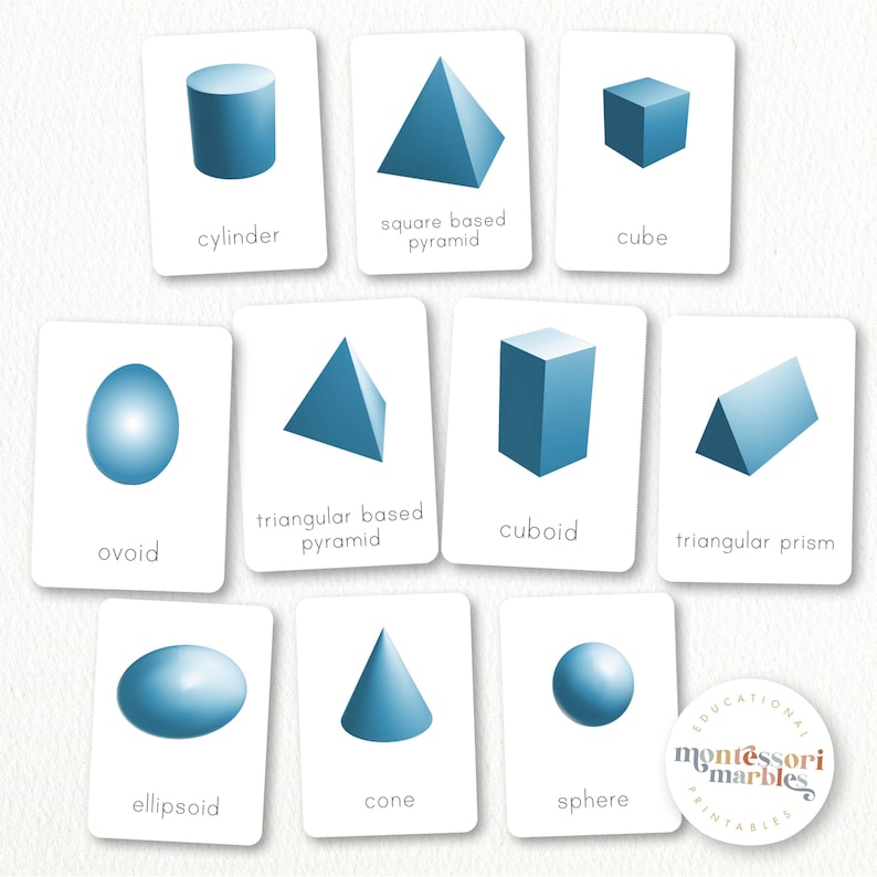 Geometry 3D Shapes Nomenclature Cards | Montessori Mathematics | 10 3 ...
