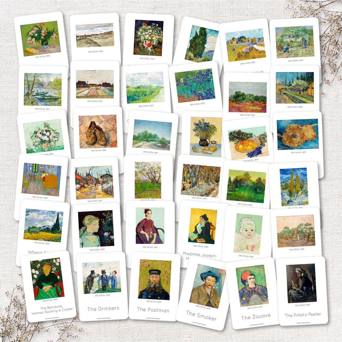 VINCENT VAN GOGH Flash Cards Famous Artists Famous - Etsy