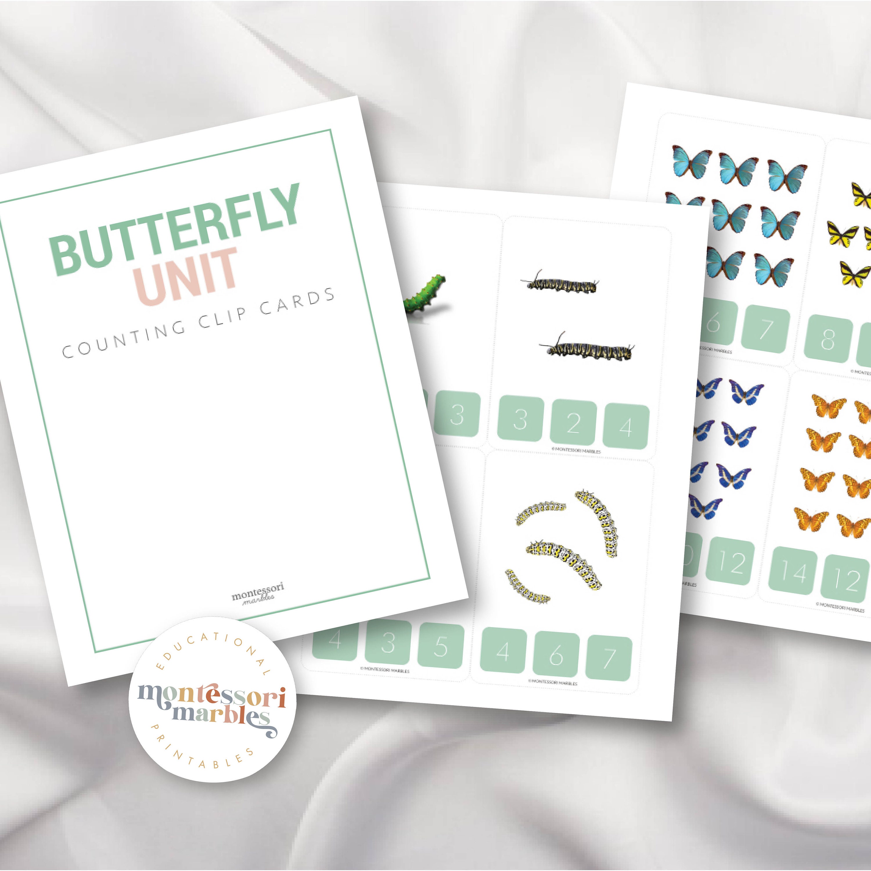 BUTTERFLY Counting 1 to 20 Kindergarten Math Learn to Count Montessori ...