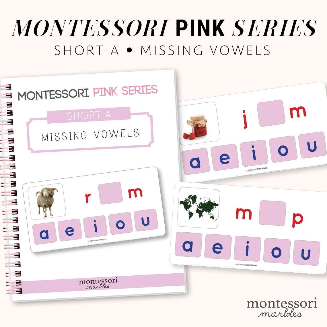Montessori Pink Series Missing Vowel Short A Printable - Etsy