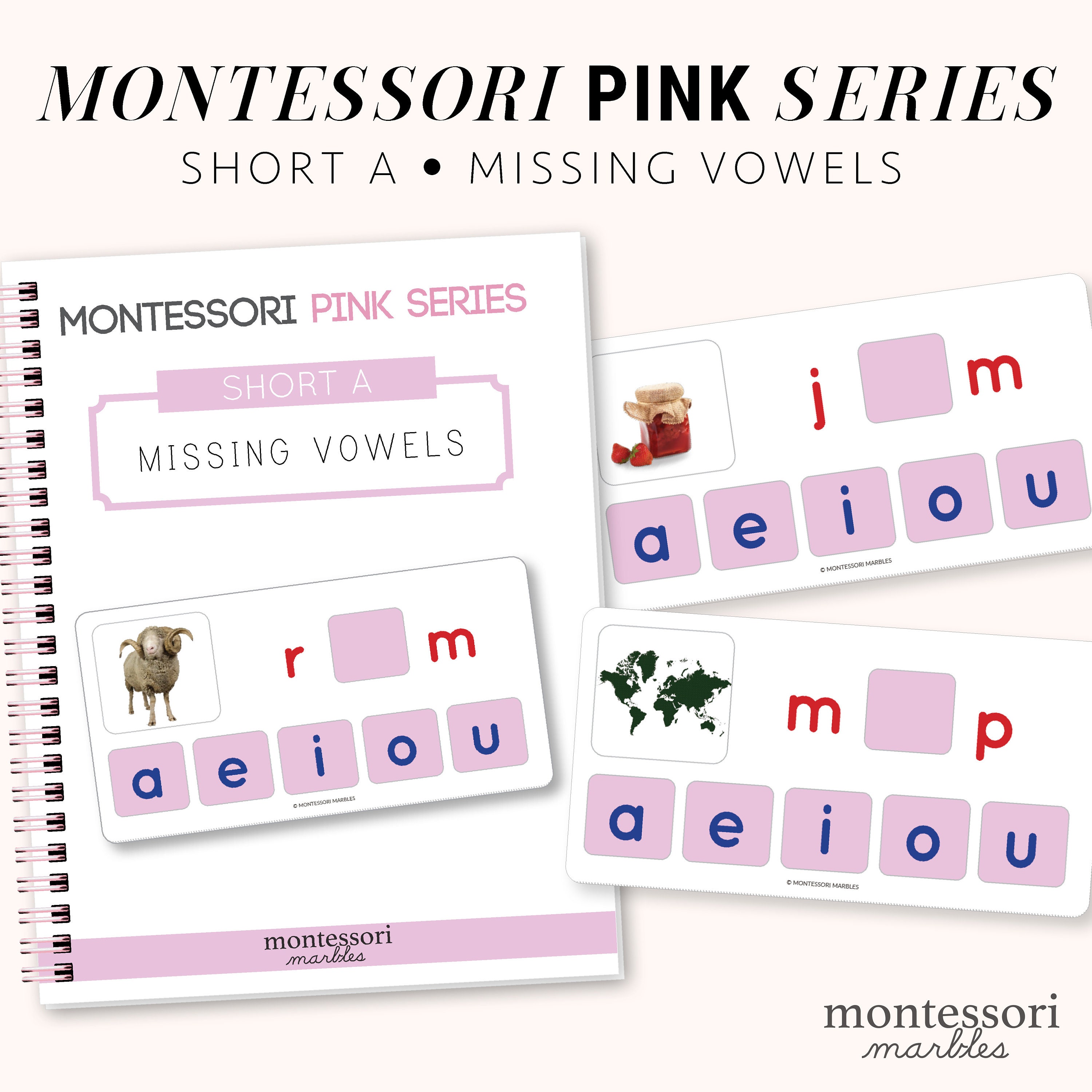 Montessori Pink Series Missing Vowel Short A Printable - Etsy