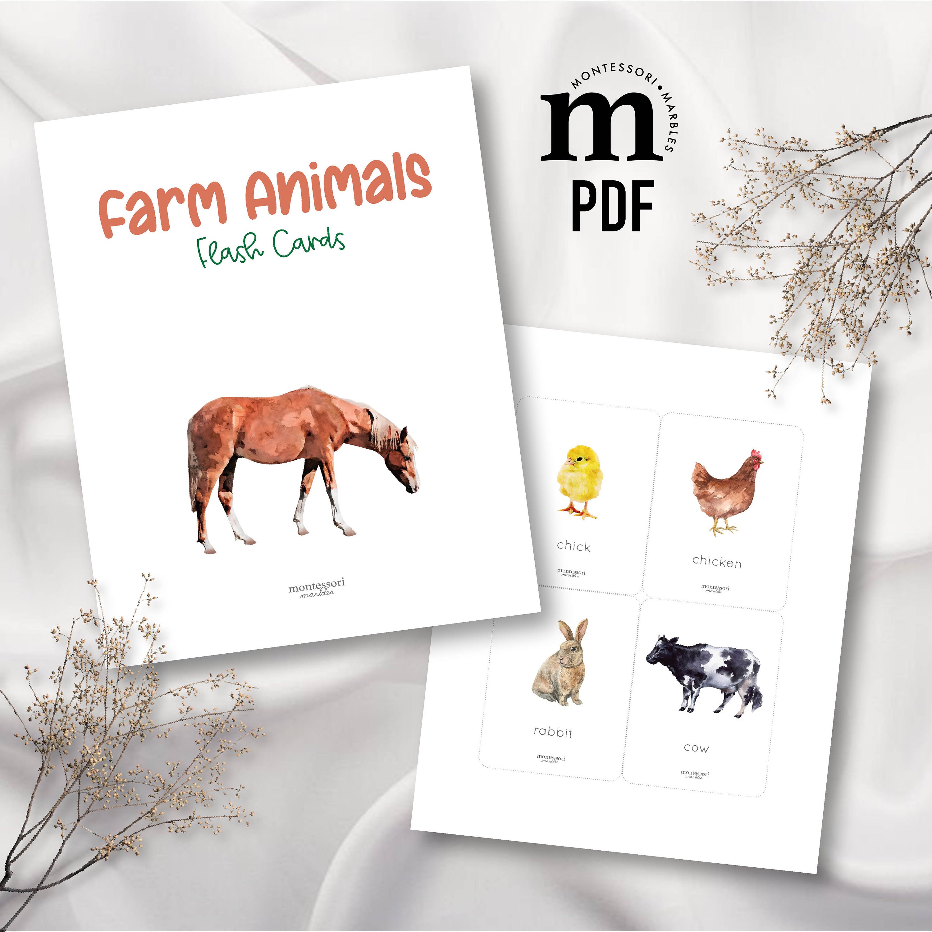 FARM ANIMALS Flash Cards Montessori Inspired Printable Resources ...