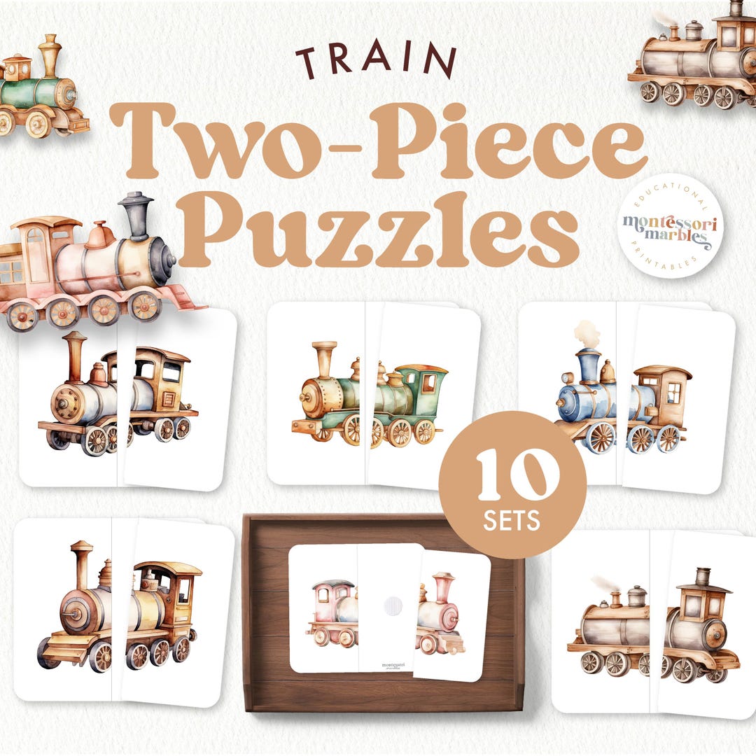 Train Two-piece Puzzles: Montessori Toddler Matching Game (digital ...