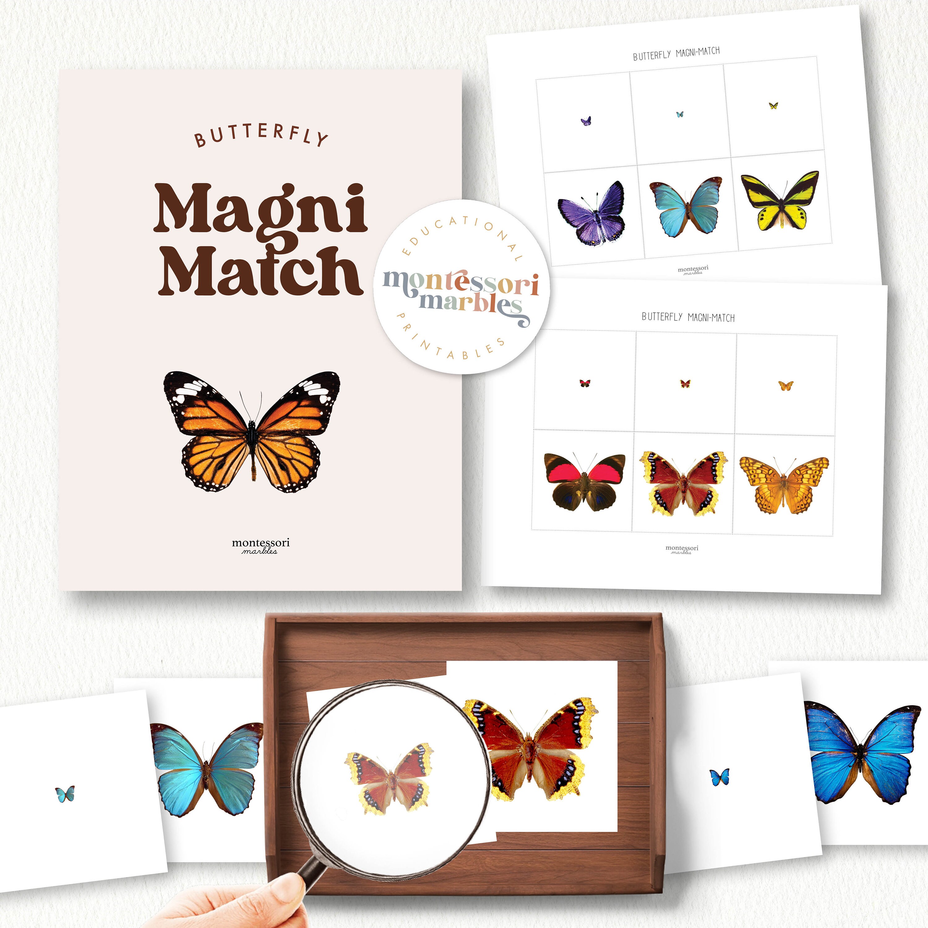 BUTTERFLY Magnifying Matching Game Montessori at Home Using Magnifying ...