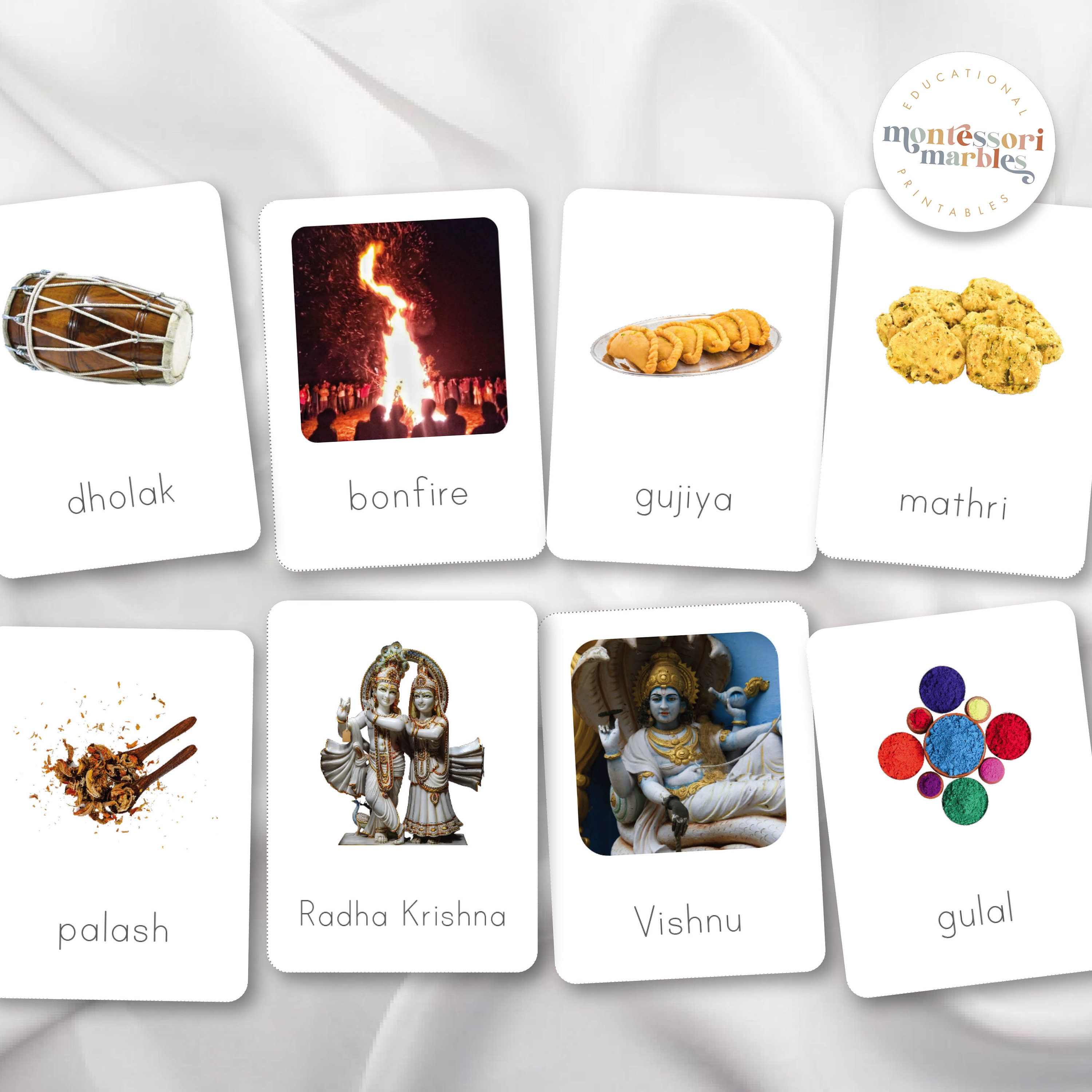 HOLI FESTIVAL Nomenclature Cards Montessori Inspired Printable Festival ...