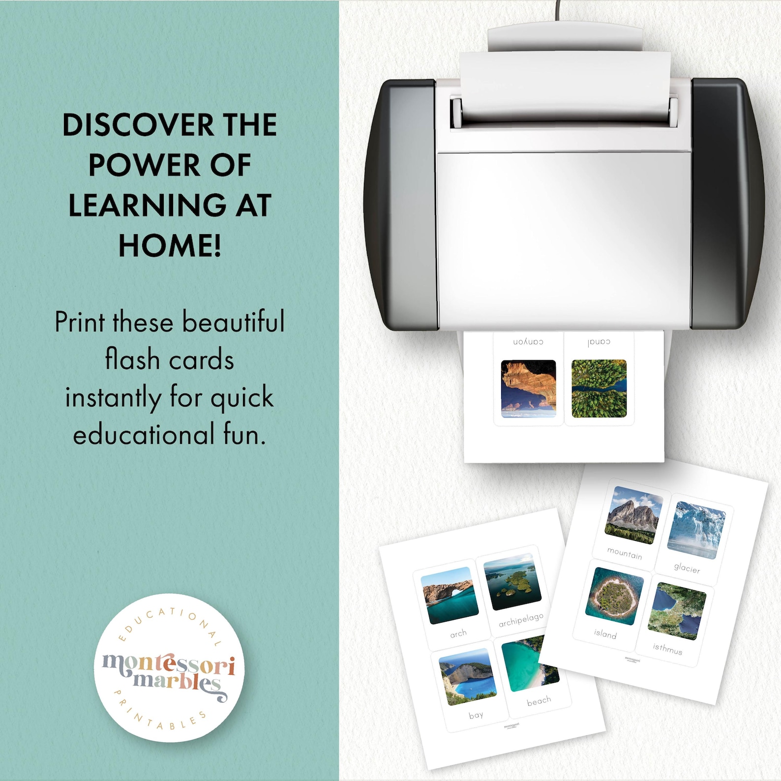 Landforms Flash Cards | Montessori Geography Learning | Real Photo ...