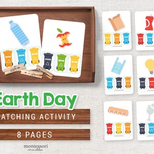 EARTH DAY Recycling Bins and Waste Management Matching | Etsy