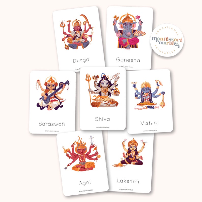 HINDU Gods Flash Cards Montessori Inspired Activity Cultural ...