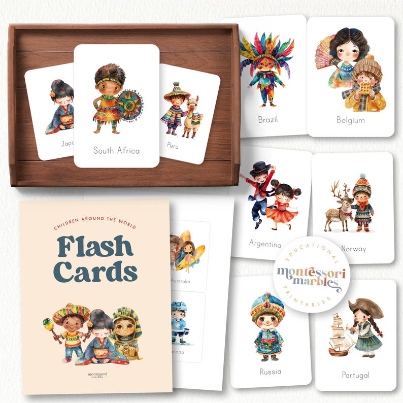 Children Around the World Flash Cards | Montessori Cultural Diversity ...