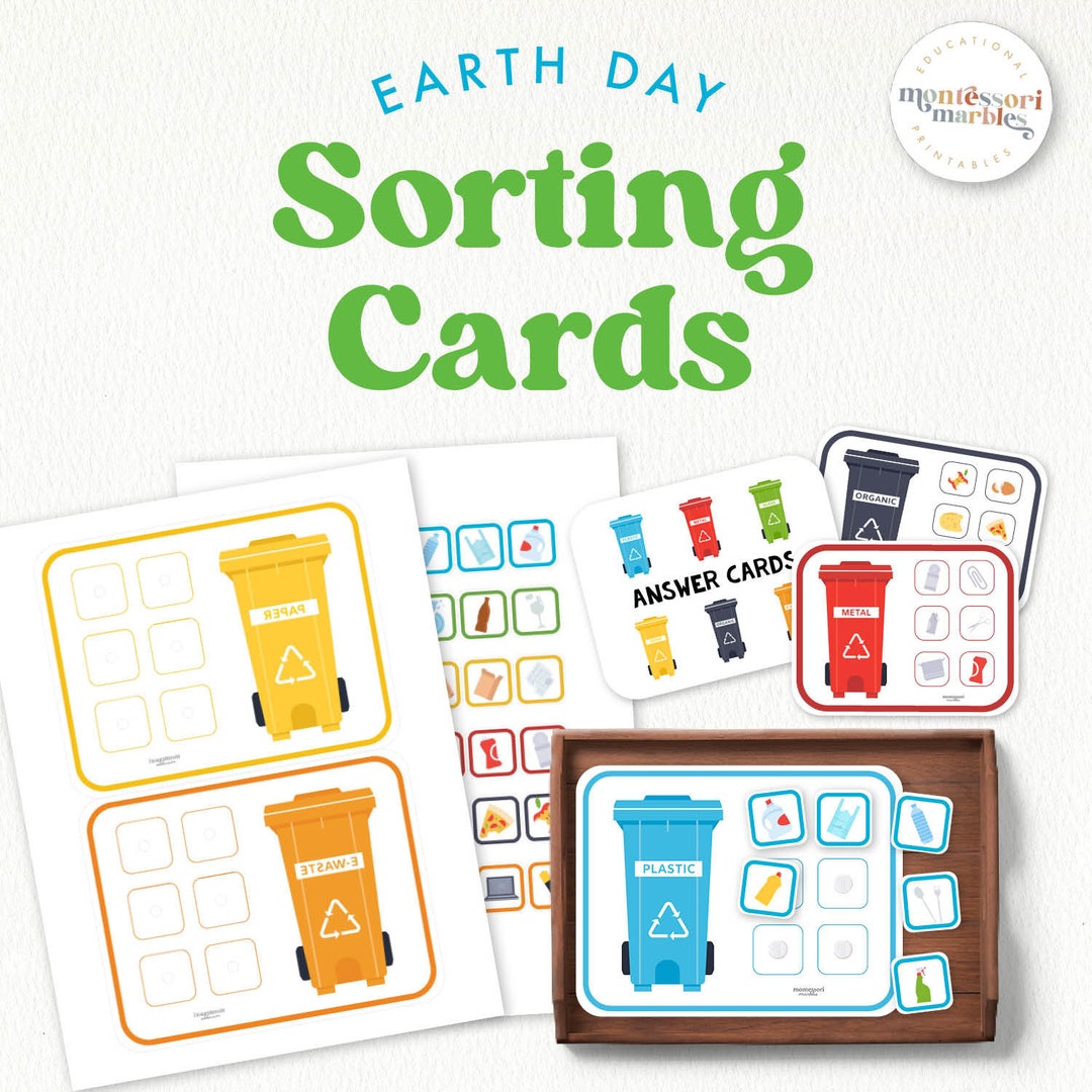 EARTH DAY RECYCLABLE Sorting Cards Montessori Inspired Printable ...