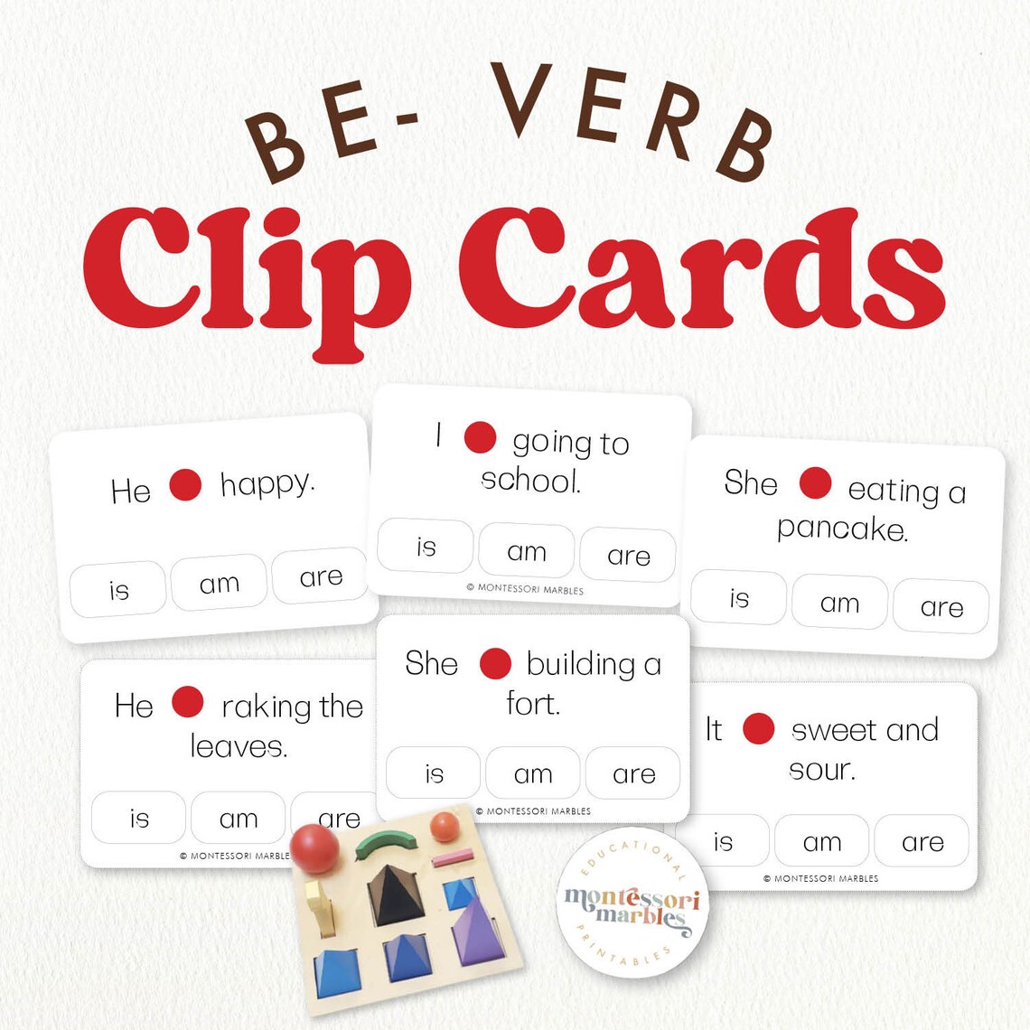 Grammar Be-verb Activity Cards | Montessori Language | Grammar ...