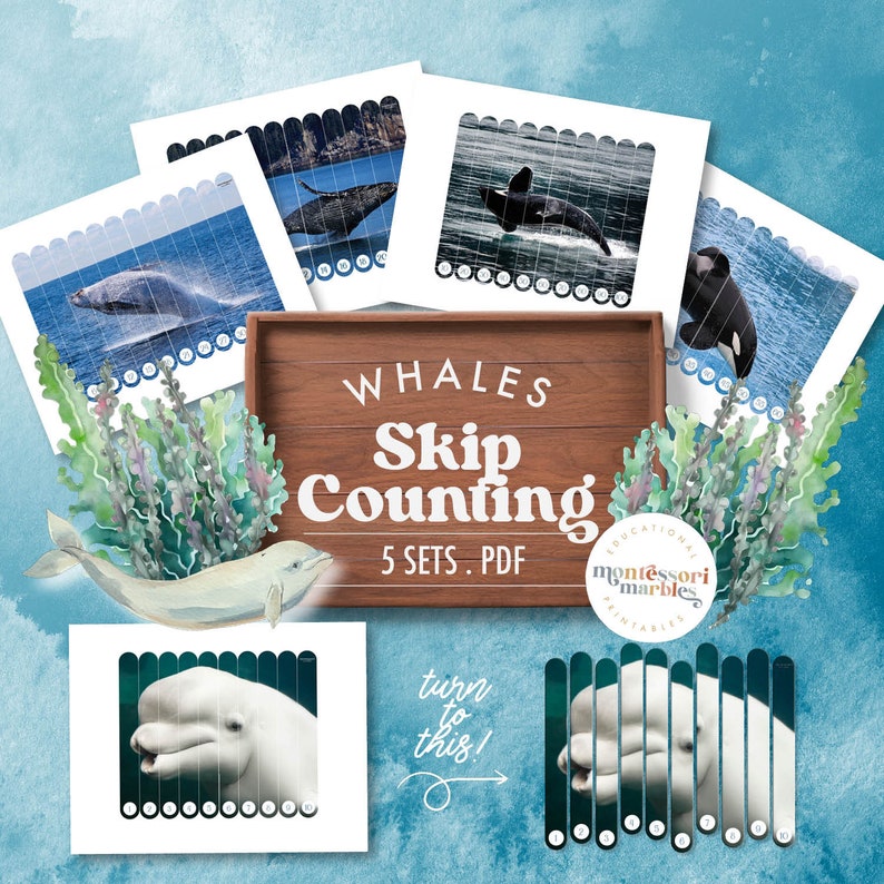 WHALES Skip Counting by 2s, 3s, 5s and 10s, Early Math, Math Puzzles ...