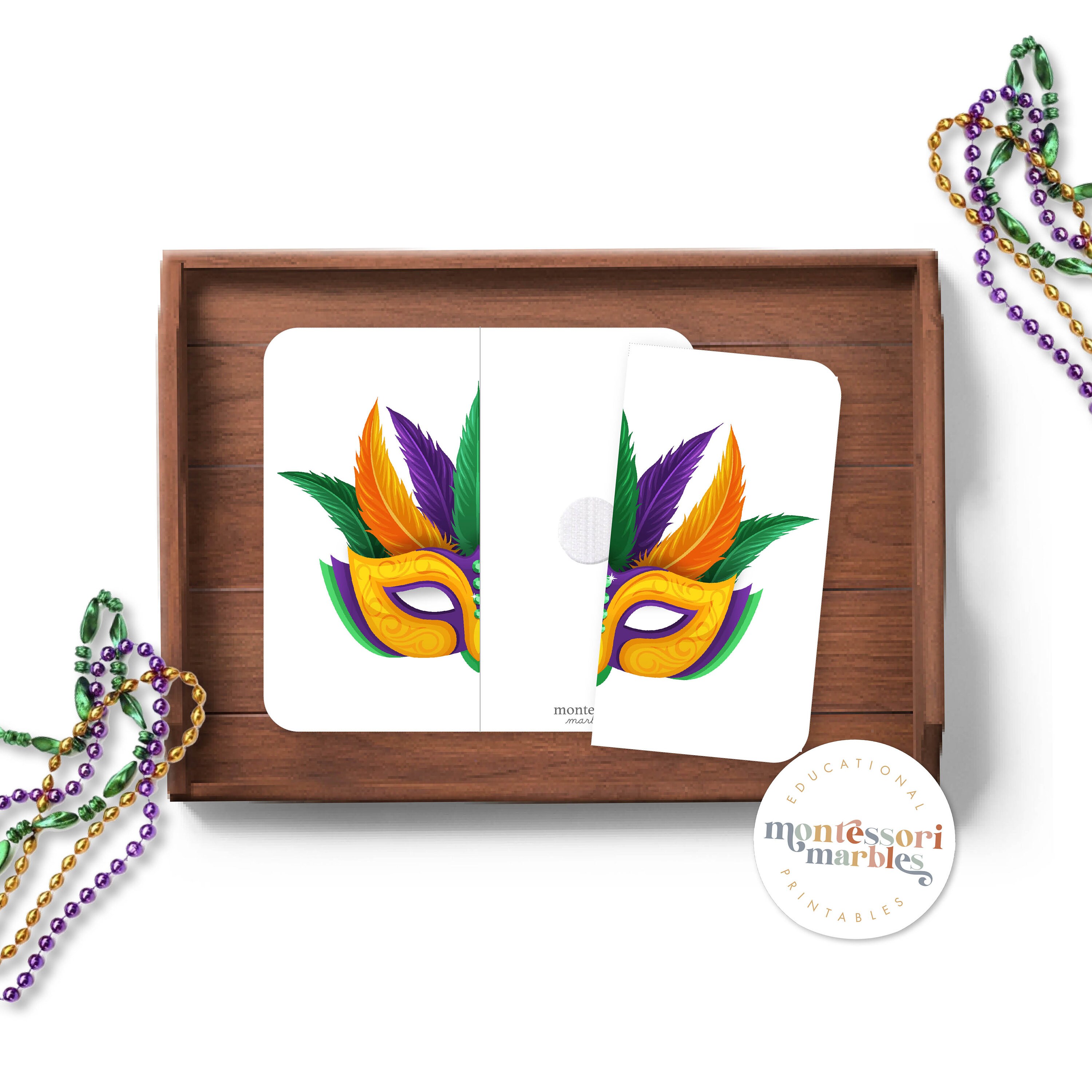 Mardi Gras Symmetry Matching Puzzle | Montessori Preschool Cultural ...