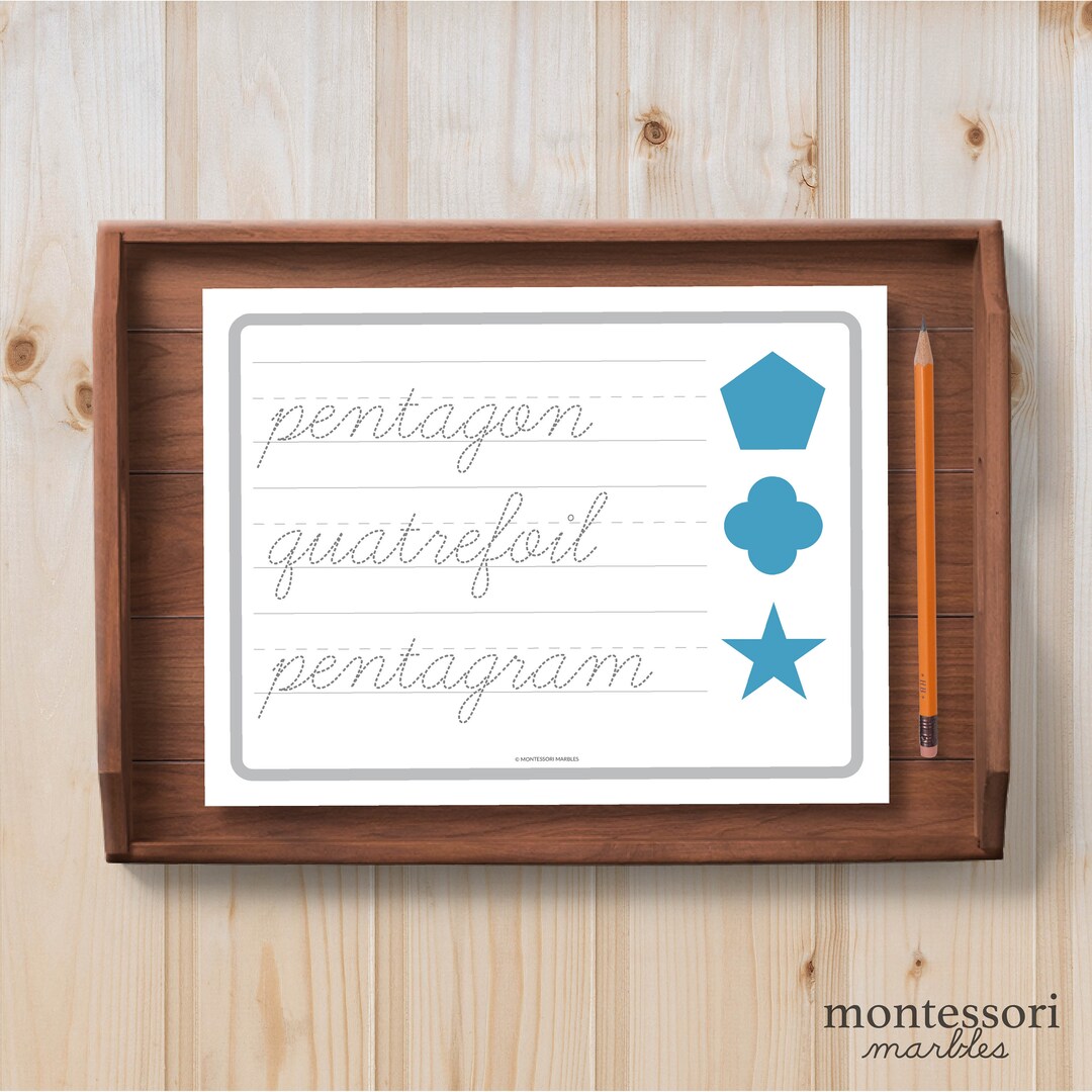 Shapes Cursive Tracing | 16 Geometric Shapes Handwriting Practice ...