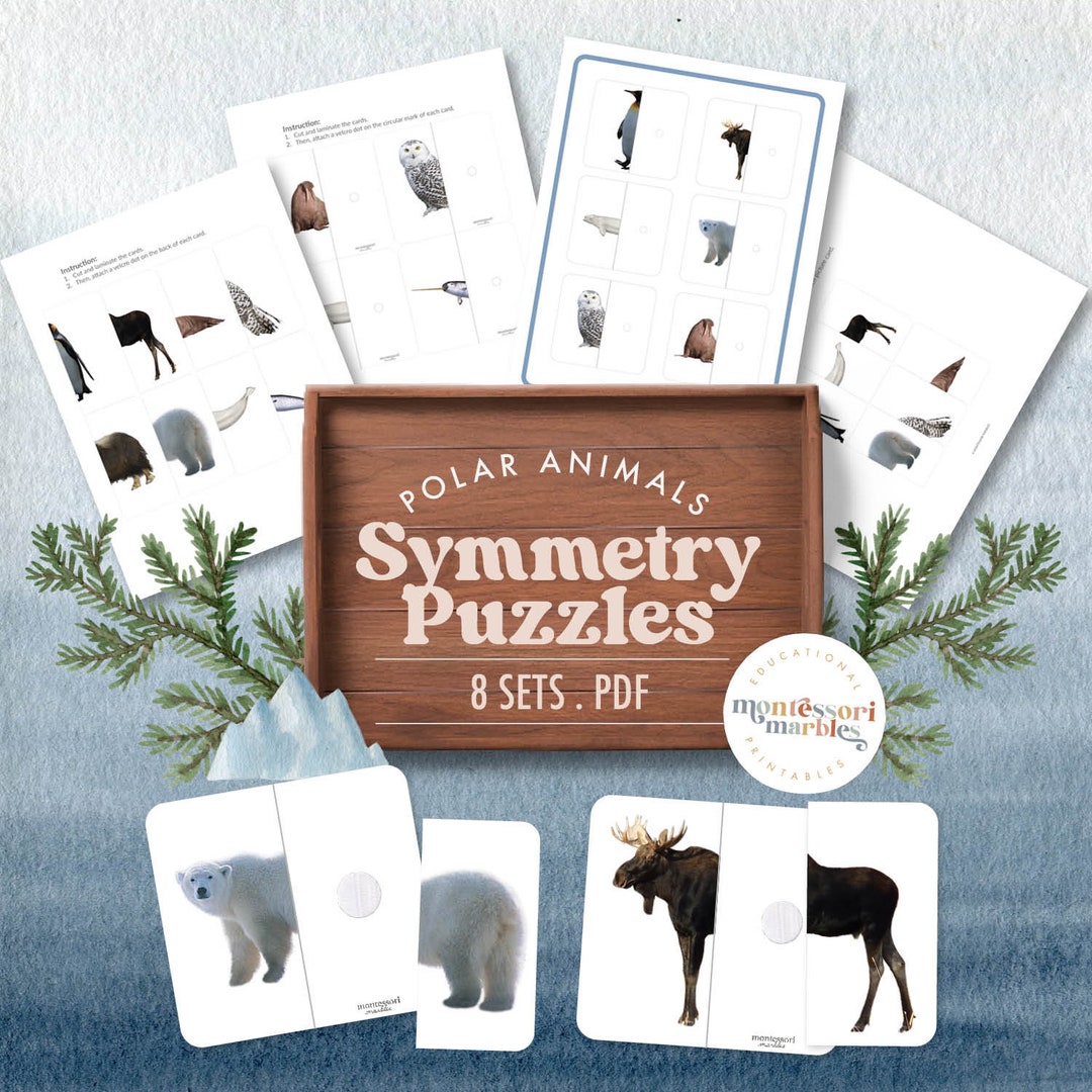 POLAR ANIMALS Symmetry Puzzles | Montessori Inspired Printable ...