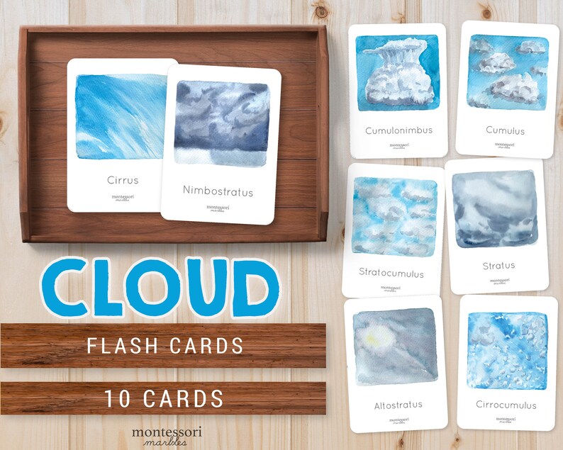 CLOUD Flash Cards Types of Cloud Learn About Weather - Etsy