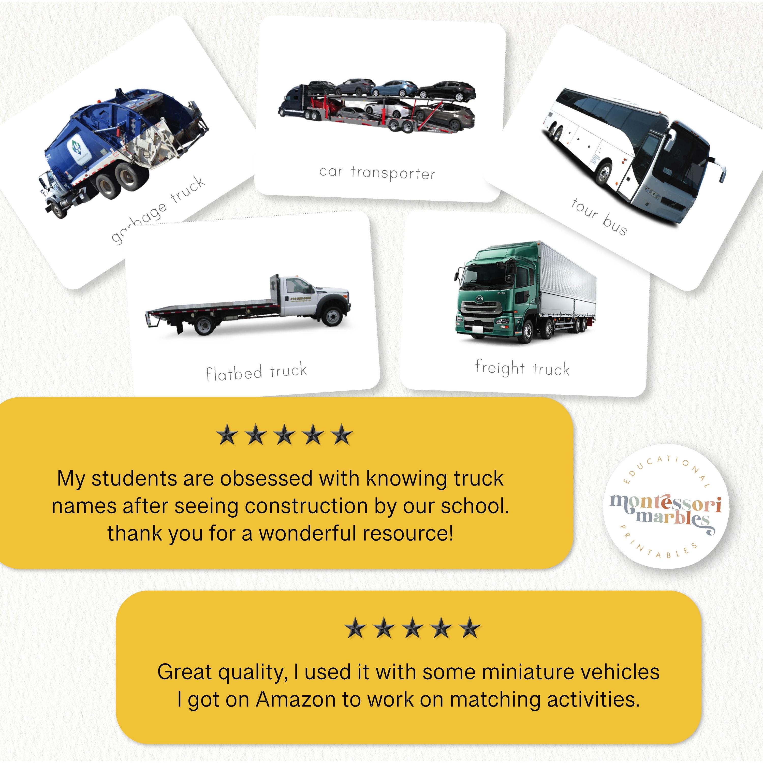 Large Vehicles Flash Cards | Construction & Public Service Trucks ...
