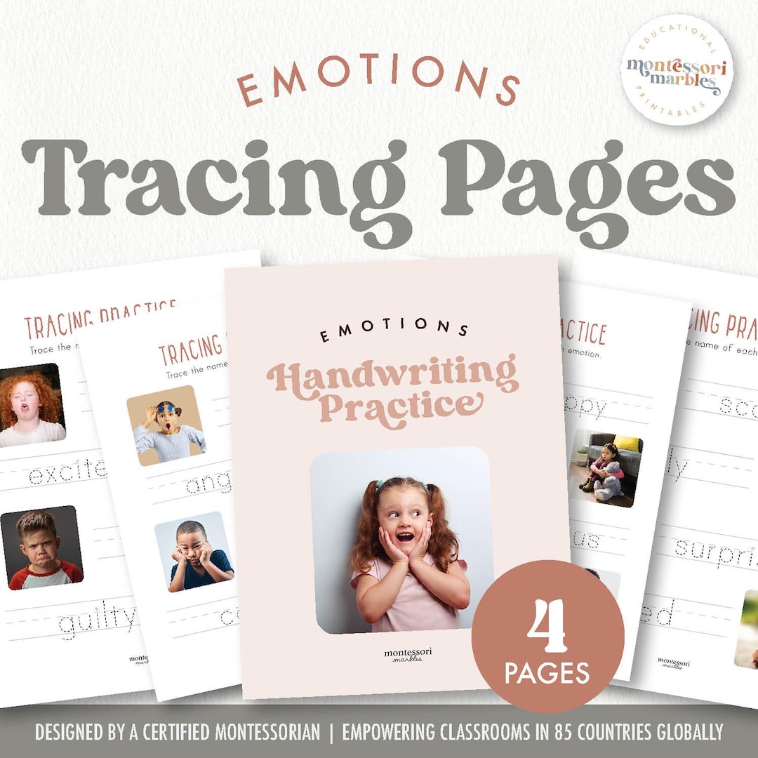 EMOTIONS Tracing Activities | Montessori Inspired Printable With Real ...
