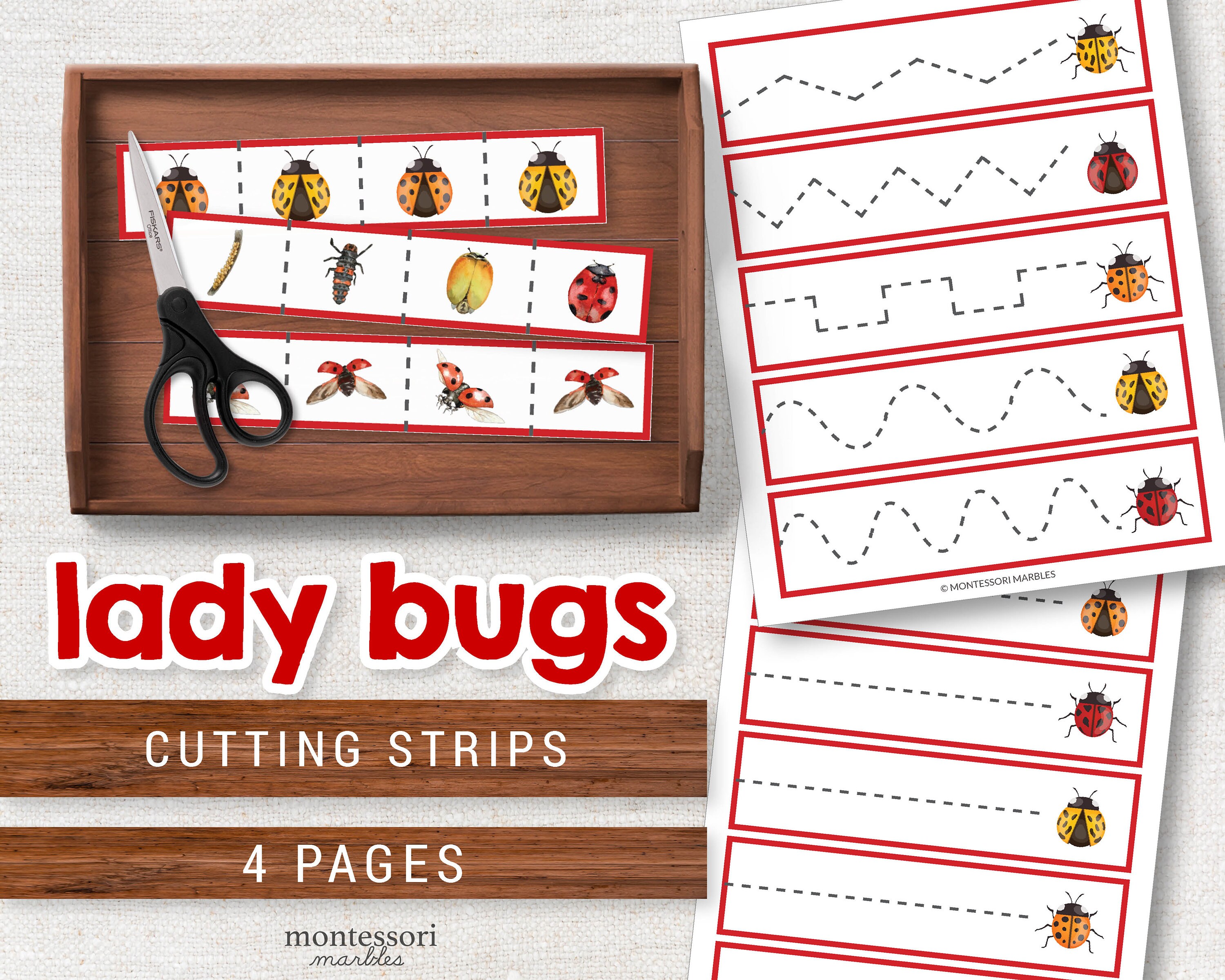 LADY BUGS Cutting Strips for Montessori Toddler & Prek Fun - Etsy