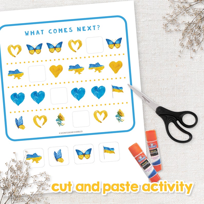 UKRAINE THEME Complete the Patterns, Pattern Sequencing, Montessori ...