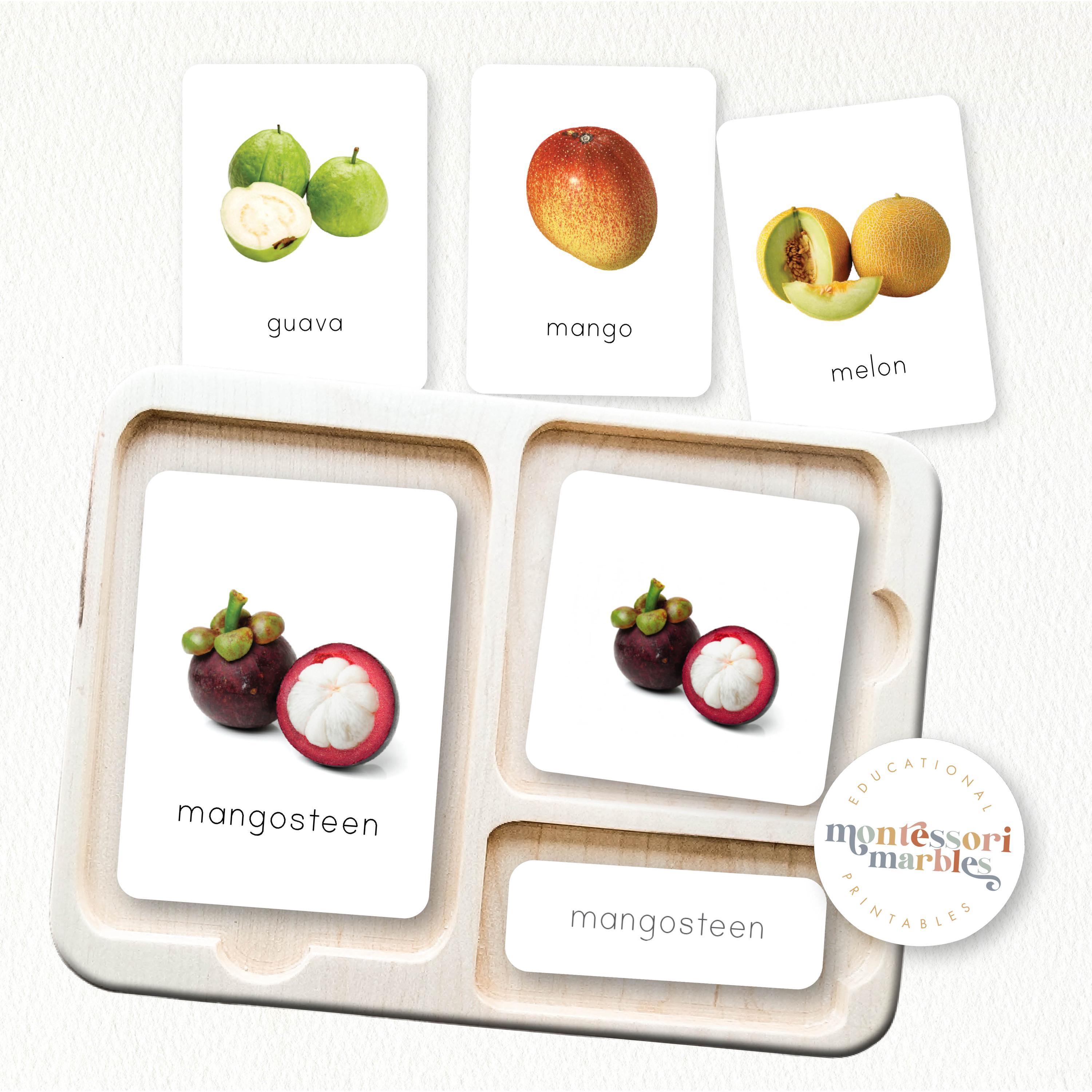 Fruits 3-part Cards | Montessori Real Picture Learning | Fruits Study ...
