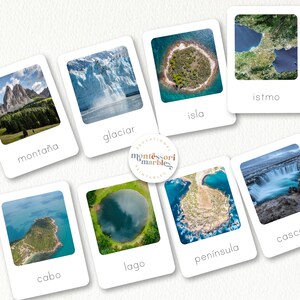 LANDFORMS Spanish Flash Cards Montessori Inspired Cards Different Types ...