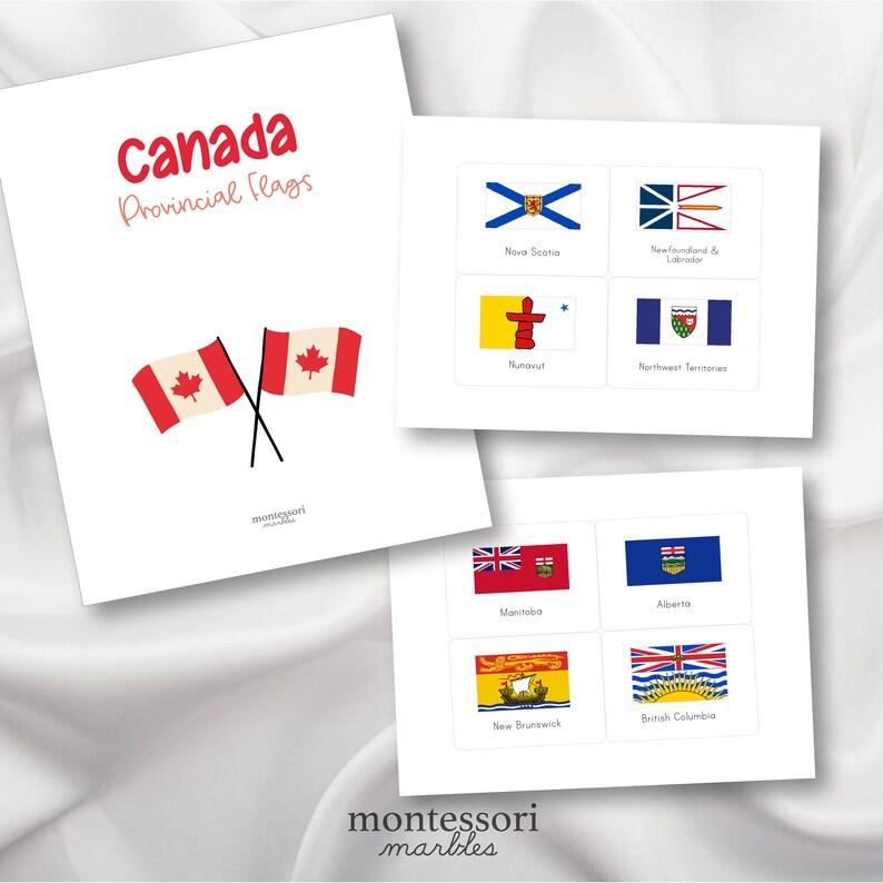 CANADA Provincial Flag Flash Cards 10 Provinces and 3 Territories ...