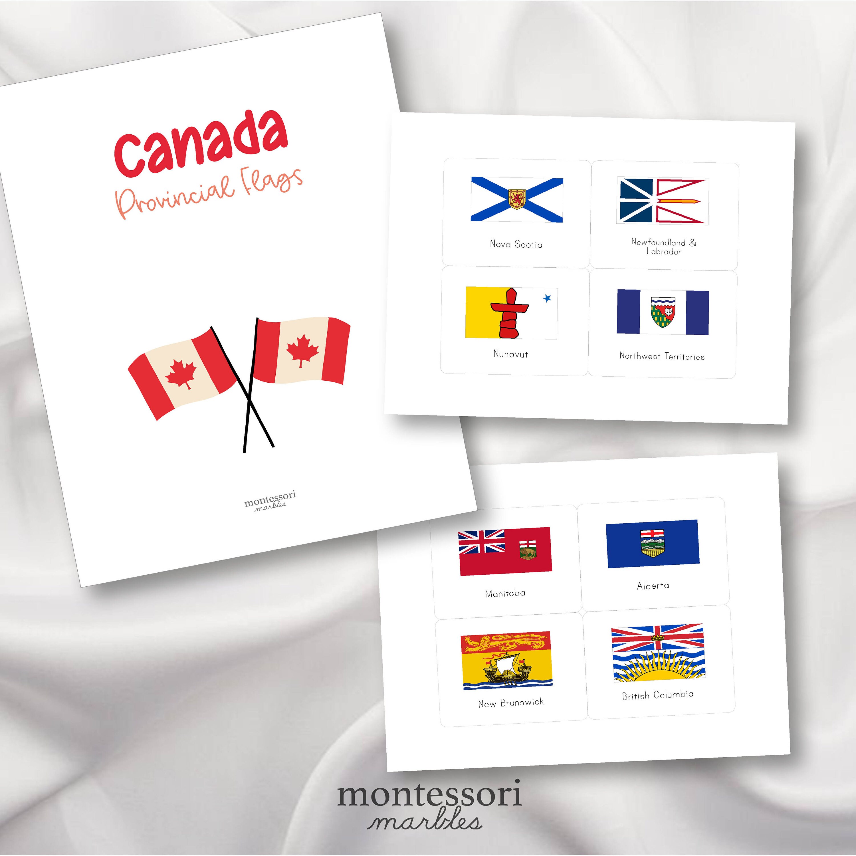 CANADA Provincial Flag Flash Cards 10 Provinces and 3 Territories ...