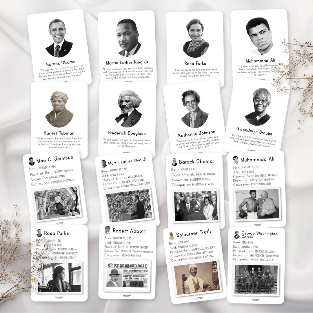 BLACK HISTORY MONTH Famous African Americans Fact Cards - Etsy
