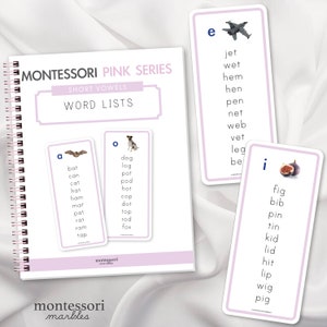 MONTESSORI PINK SERIES Short Vowels Word Lists Emerging Readers ...